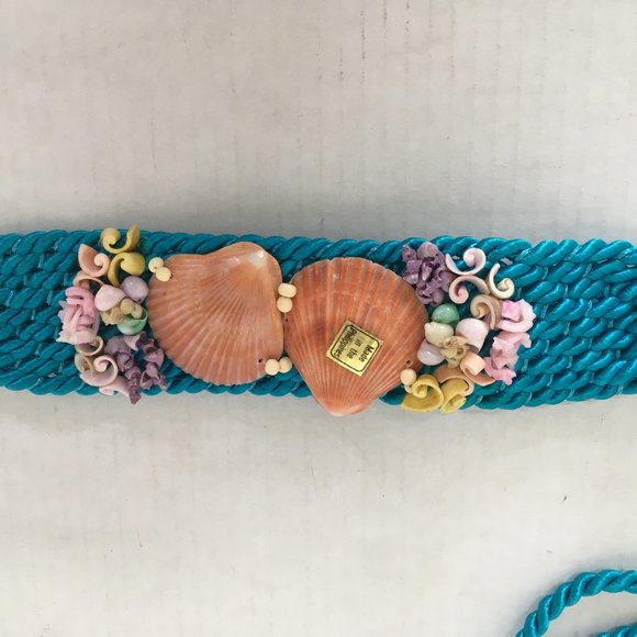 Accessories | Vintage Blue Corded Rope Belt With Seashells On Front ...